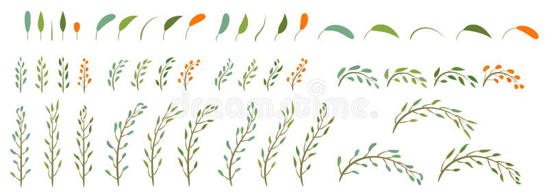 Set of Design Branches Elements Stock Vector - Illustration of ...
