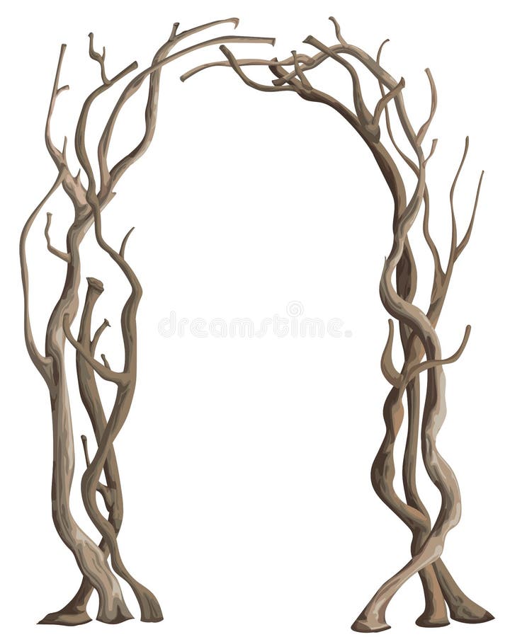Rustic Arch with Tree Branches. Vintage Design Template for Invitation ...
