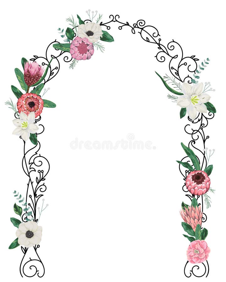 Beautiful Wedding Arch with Flowers, Leaves and Branches. Stock Vector ...