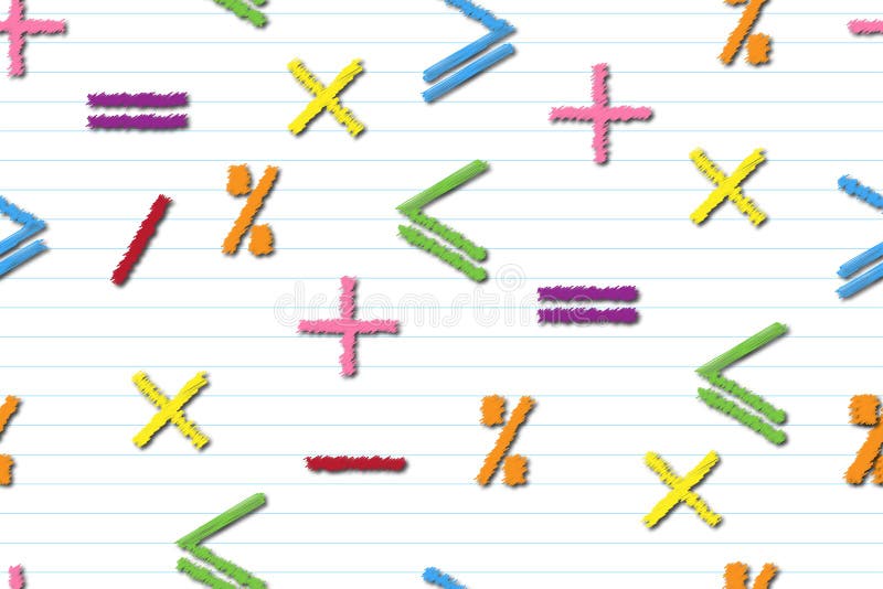 Mathematical Seamless Pattern of Multi-colored Math Signs on a Stripe ...