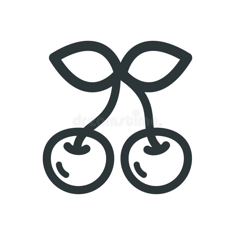 Cartoon Cherry Vector Outline Stock Vector - Illustration of juice ...