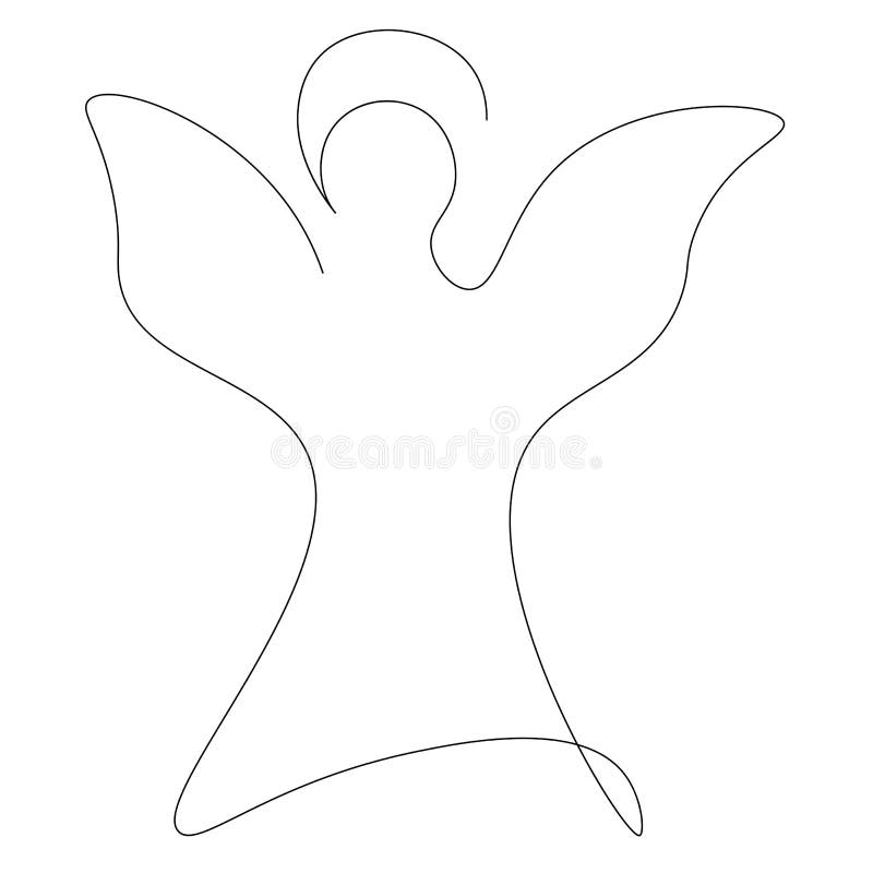 Angel Silhouette Line Drawing, Vector Stock Vector - Illustration of ...