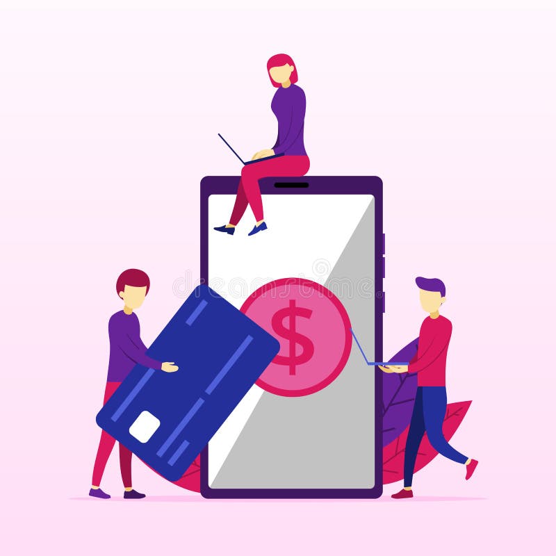 Processing Mobile Banking Payments Credit Card Screen Stock Vector ...