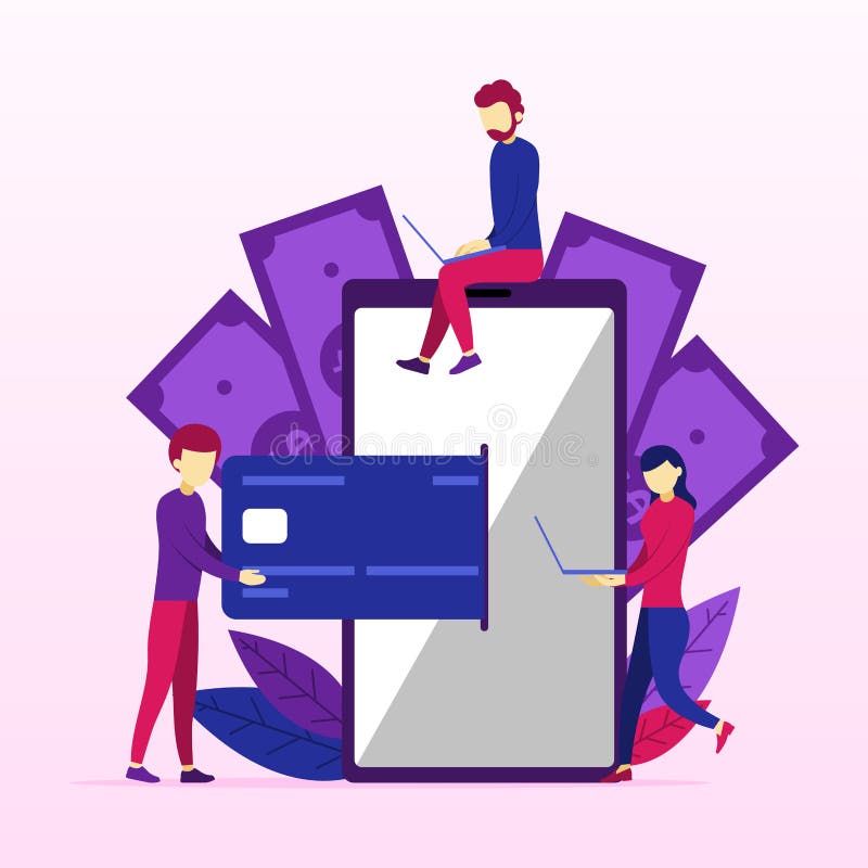 Processing Mobile Banking Payments Credit Card Screen Stock Vector ...