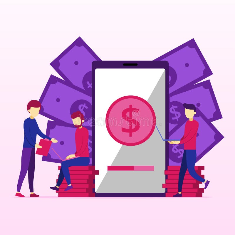 Processing Mobile Banking Payments Screen Stock Vector - Illustration ...