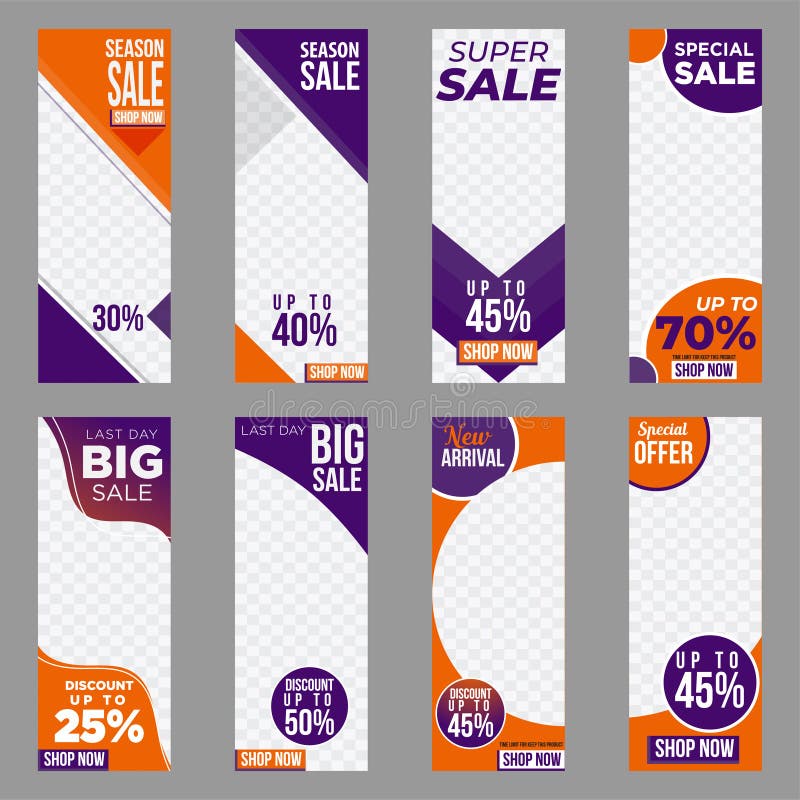 Set Banner Portrait Sale Promo Vector Eps10-02 Stock Illustration ...