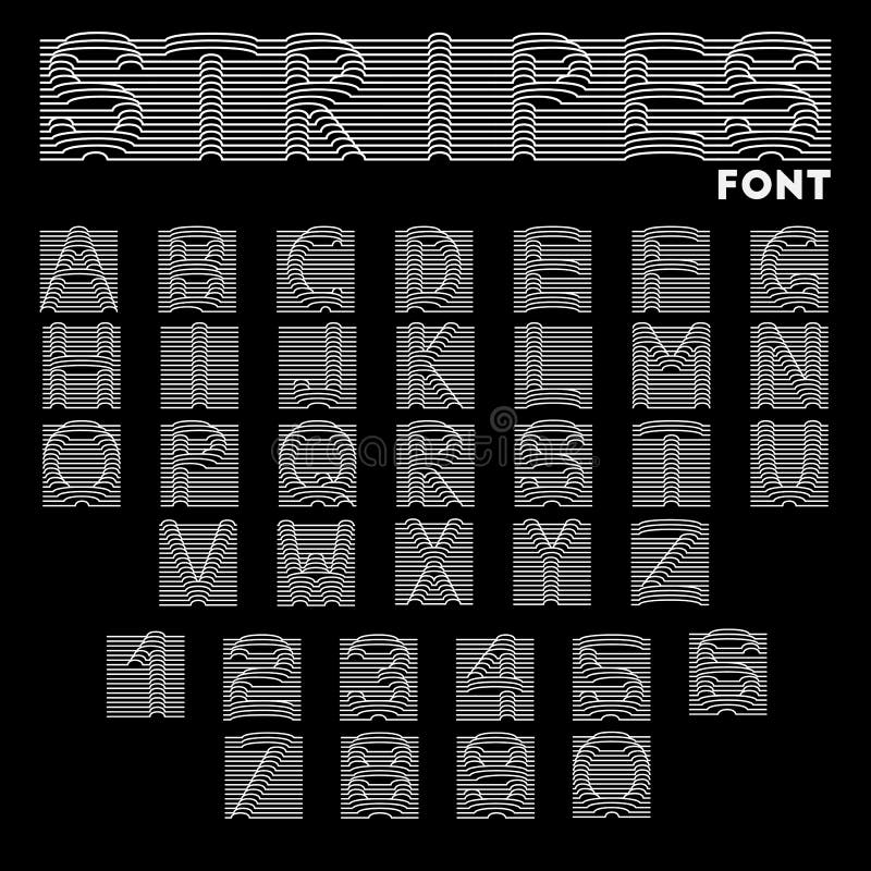 Vector Font. Volume Font for Posters, Banners, Headlines. Stripes Font ...