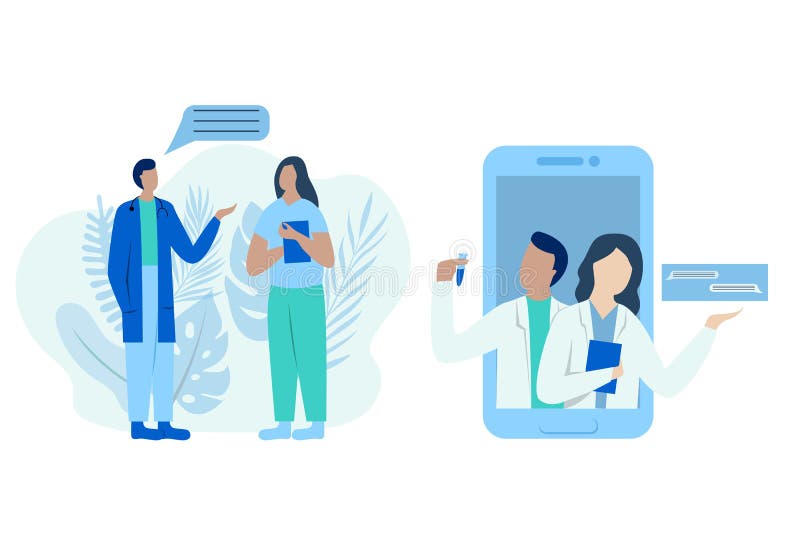 Medical Vector Illustration. Doctors Talking. Two Medical Officers ...