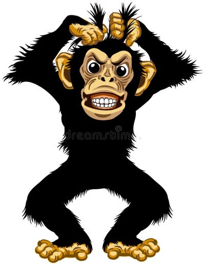 Standing Angry Cartoon Chimp Stock Vector - Illustration of displeased ...