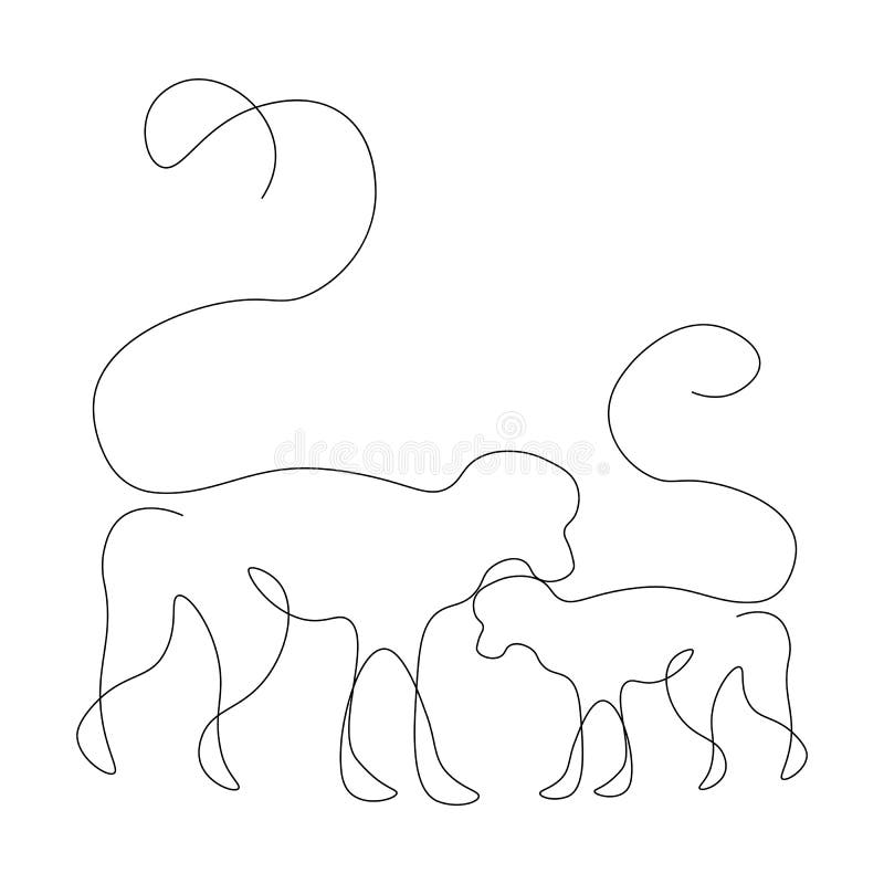 Continuous Line Drawing Monkeys Stock Illustrations – 11 Continuous ...
