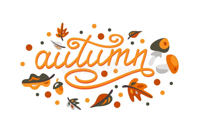 Autumn Print. Label. Lettering Title Stock Vector - Illustration of ...