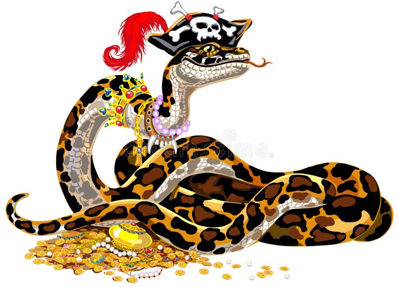 Cartoon Python Big Snake Pirate Stock Vector - Illustration of ...