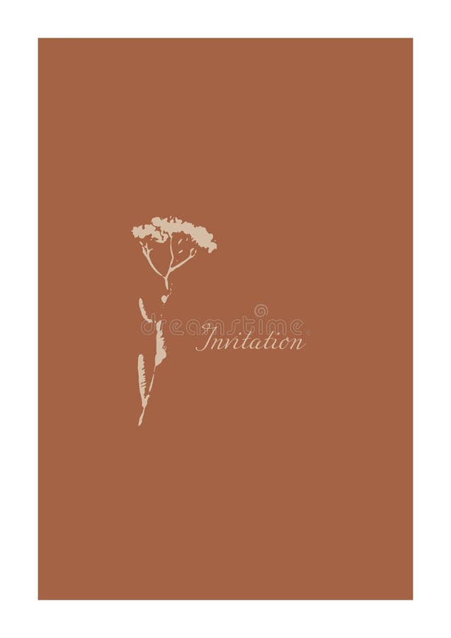 Invitation, Card with a Minimalist Design. Brown Background with Flower ...