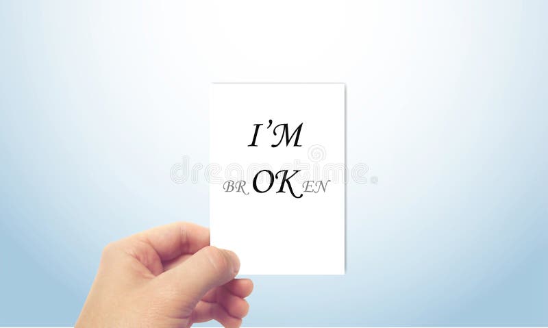 `I`M OK - BROKEN` Fake Mask for Hiding Real Emotions Stock Photo ...