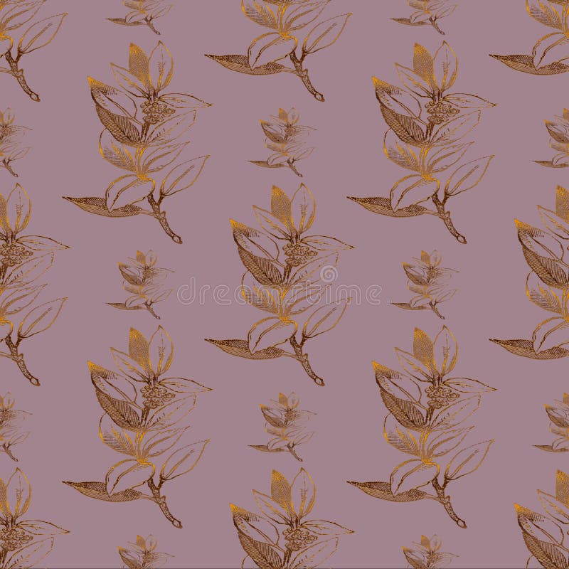 Golden Branches on a Green Abstract Background, Seamless Christmas ...