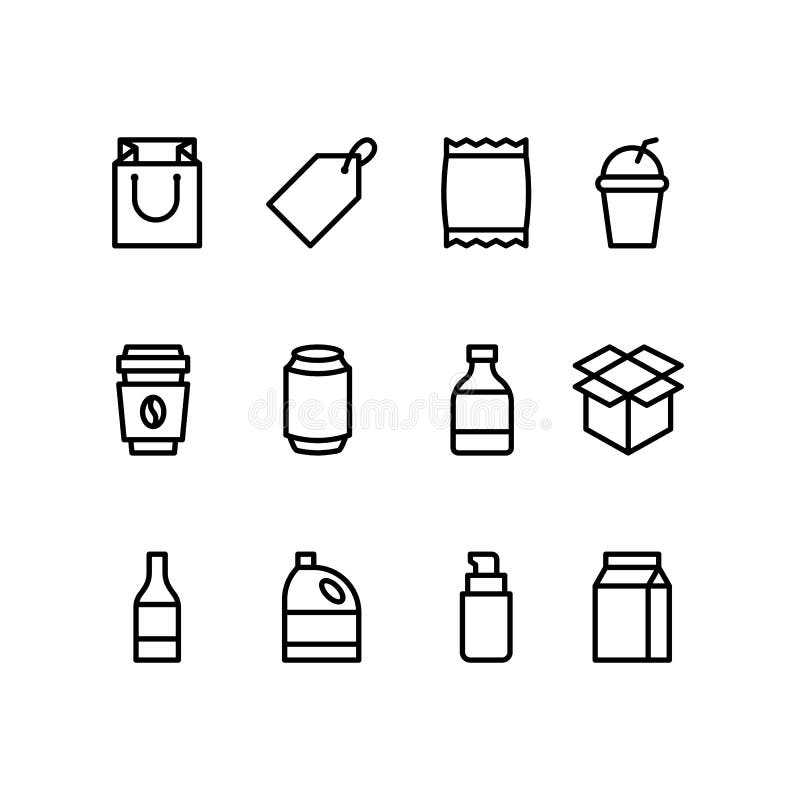 Packaging Icons Set. for Packaging Products and Materials, Vector Line ...