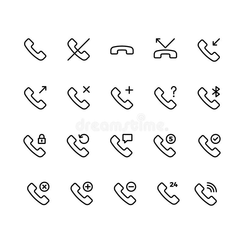 Set of Phone Calls Line Icons. Vector Set Stock Vector - Illustration ...