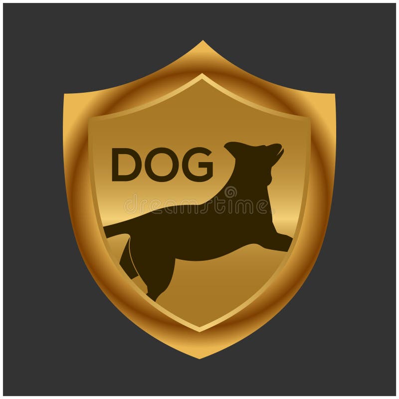 Dog and Gold Shield. Stock Icon. Vector Illustration Stock Vector ...