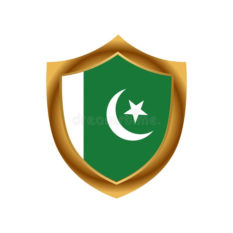 Pakistan Flag and Gold Shield. Stock Icon. Vector Illustration Stock ...