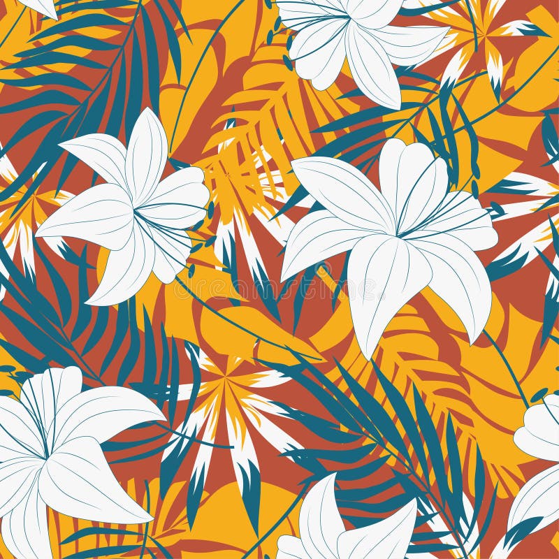 Modern Seamless Pattern with Tropical Plants. Fashionable Texture ...