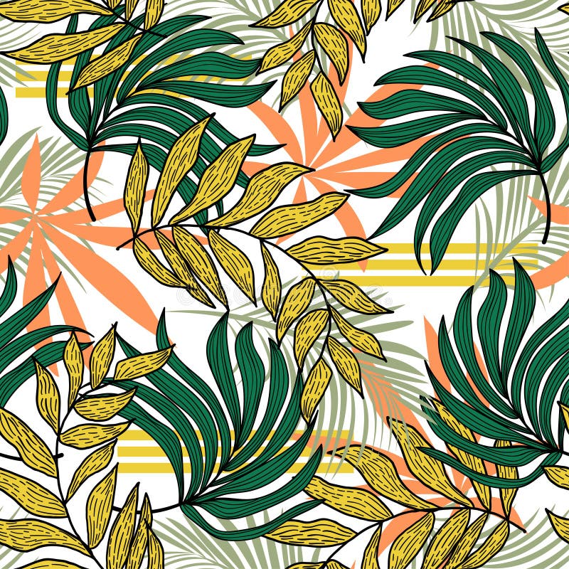 Modern Seamless Pattern with Tropical Plants. Fashionable Texture ...