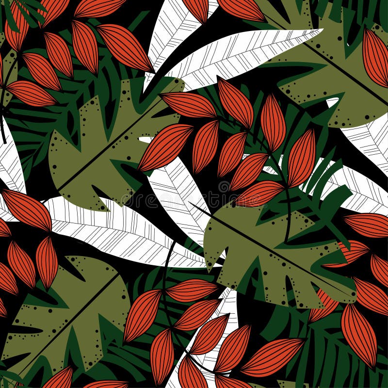 Modern Seamless Pattern with Tropical Plants. Fashionable Texture ...