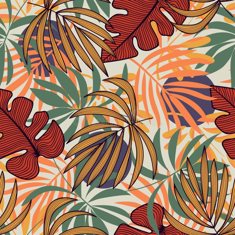 Modern Seamless Pattern with Tropical Plants. Fashionable Texture ...