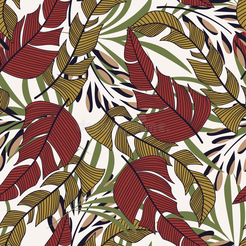 Modern Seamless Pattern with Tropical Plants. Fashionable Texture ...