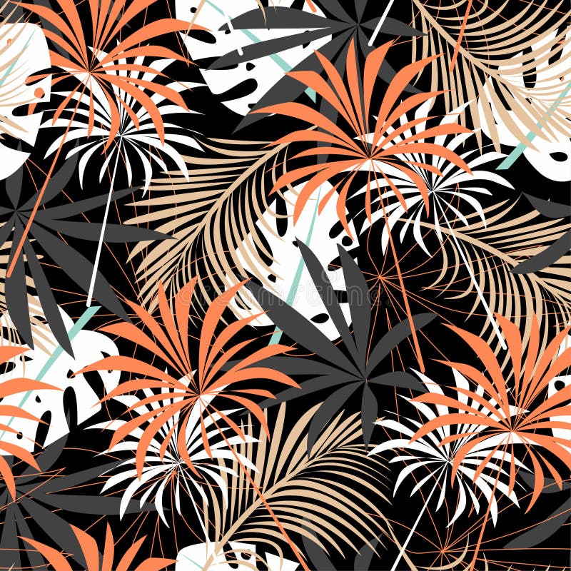 Modern Seamless Pattern with Tropical Plants. Fashionable Texture ...