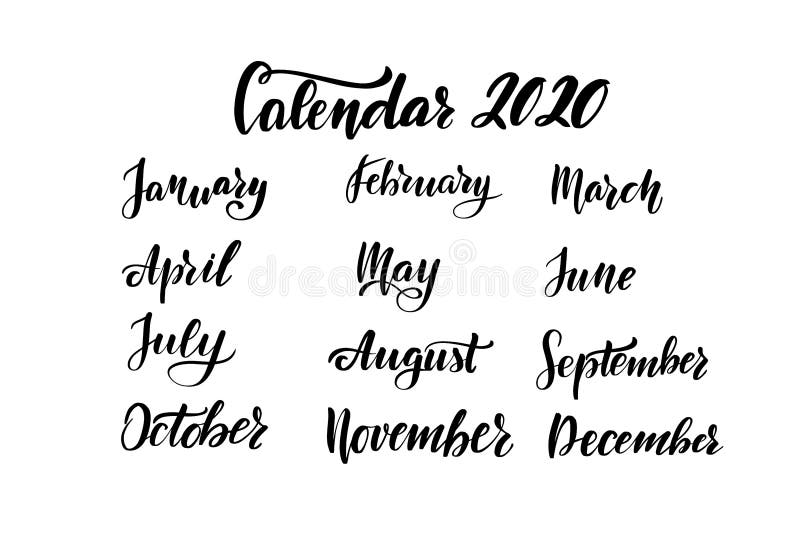 Lettering English months stock vector. Illustration of badge - 155175276