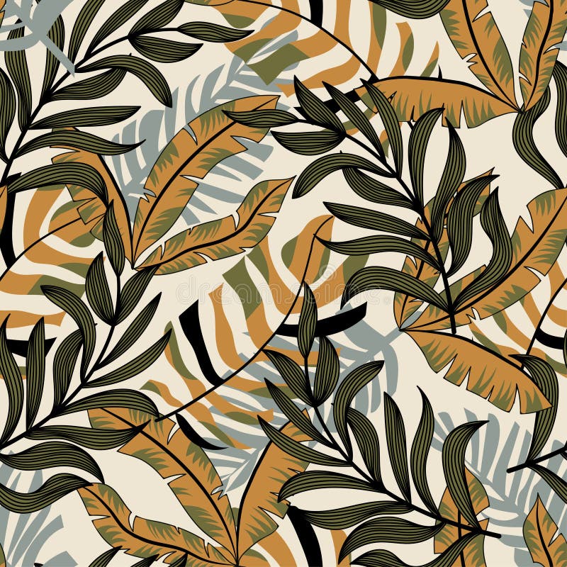 Modern Seamless Pattern with Tropical Plants. Fashionable Texture ...