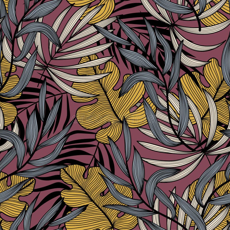 Modern Seamless Pattern with Tropical Plants. Fashionable Texture ...