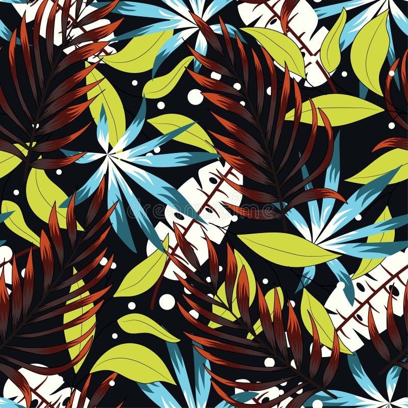 Modern Seamless Pattern with Tropical Plants. Fashionable Texture ...