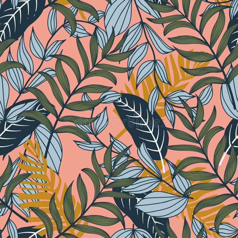 Modern Seamless Pattern with Tropical Plants. Fashionable Texture ...