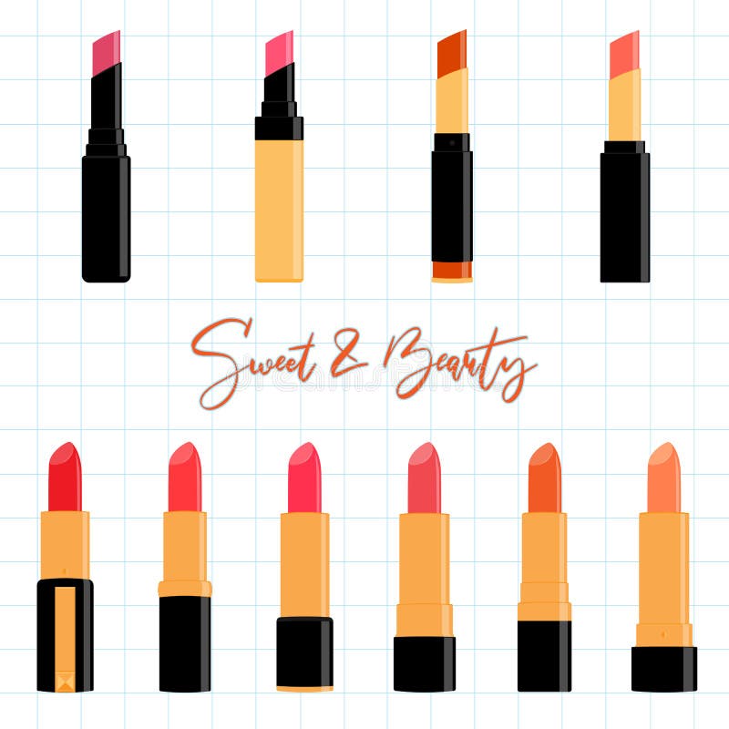 Lipstick Collection Set of Different Cosmetics Packaging Design Mock-Up ...