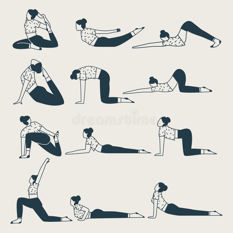 Young Woman Sitting in Yoga Posture and Meditating. Girl Doing Aerobics ...