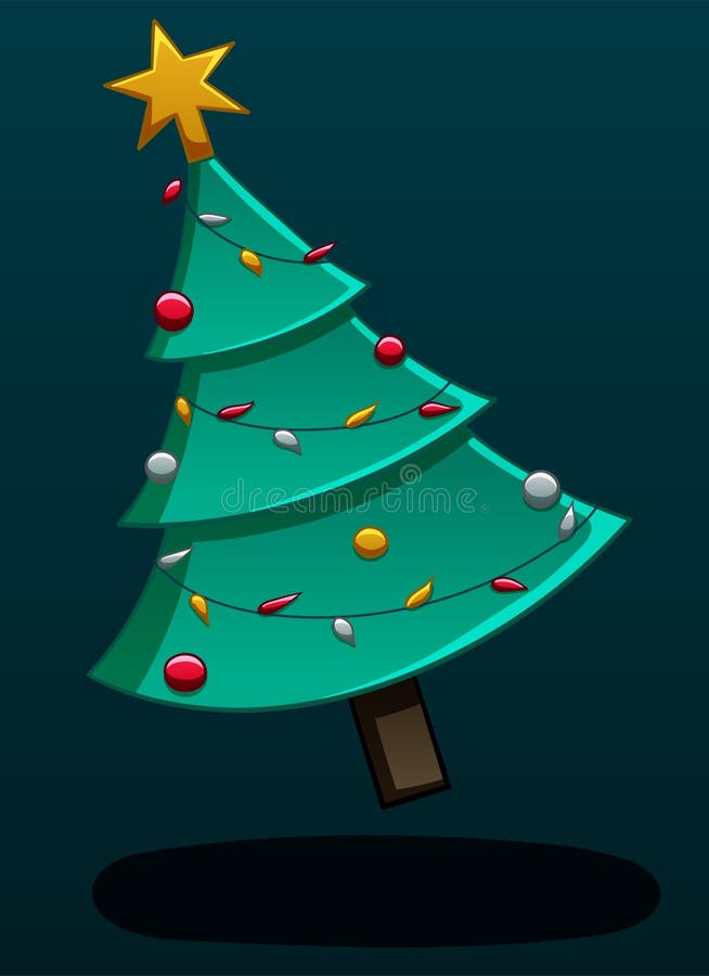 Levitating Christmas Tree on a Dark Blue Background Stock Vector ...