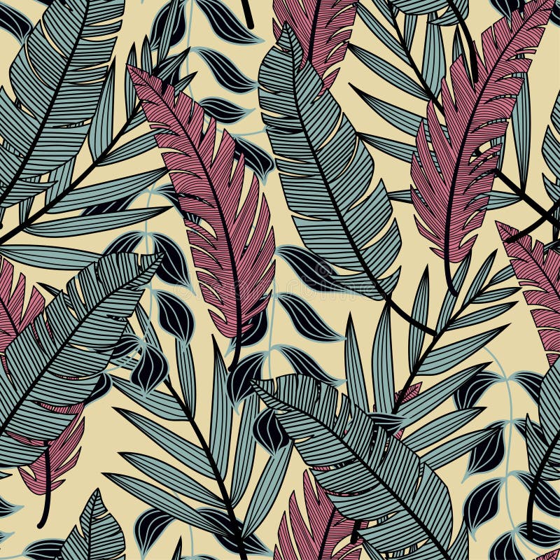 Modern Seamless Pattern with Tropical Plants. Fashionable Texture ...