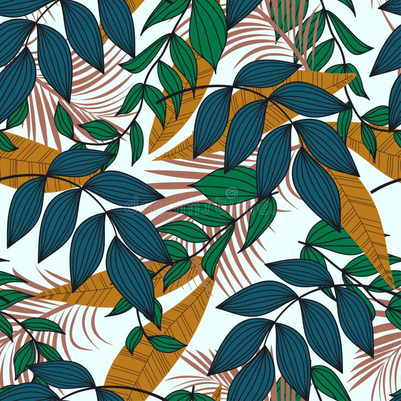 Modern Seamless Pattern with Tropical Plants. Fashionable Texture ...