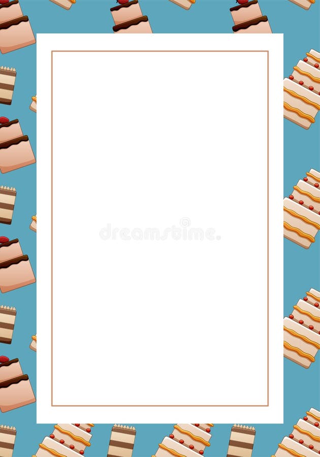 Frame with Different Cakes on Blue Background Stock Vector ...