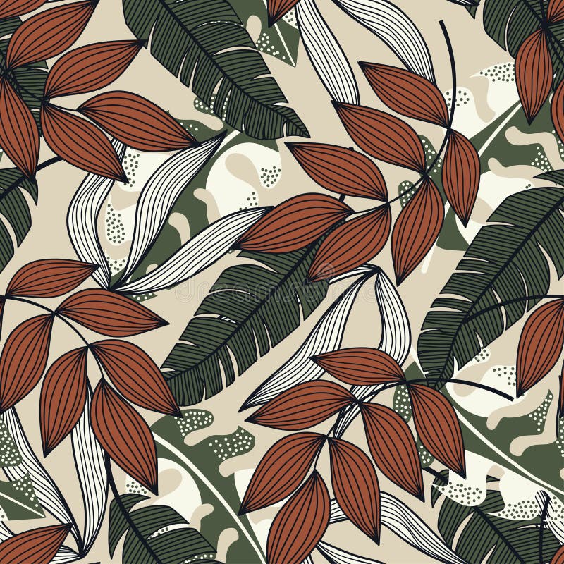Modern Seamless Pattern with Tropical Plants. Fashionable Texture ...