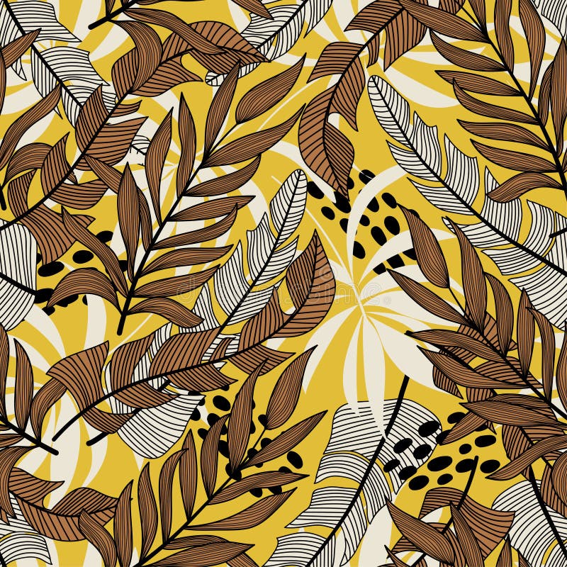 Jungle Leaf Seamless Vector Floral Pattern Background. Trendy Summer ...