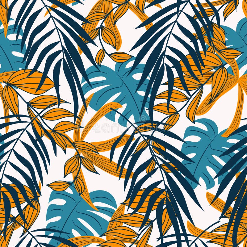 Jungle Leaf Seamless Vector Floral Pattern Background. Trendy Summer ...