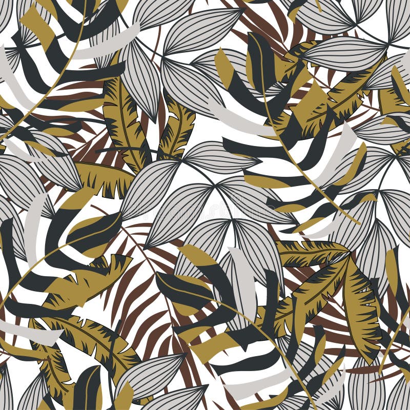 Jungle Leaf Seamless Vector Floral Pattern Background. Trendy Summer ...