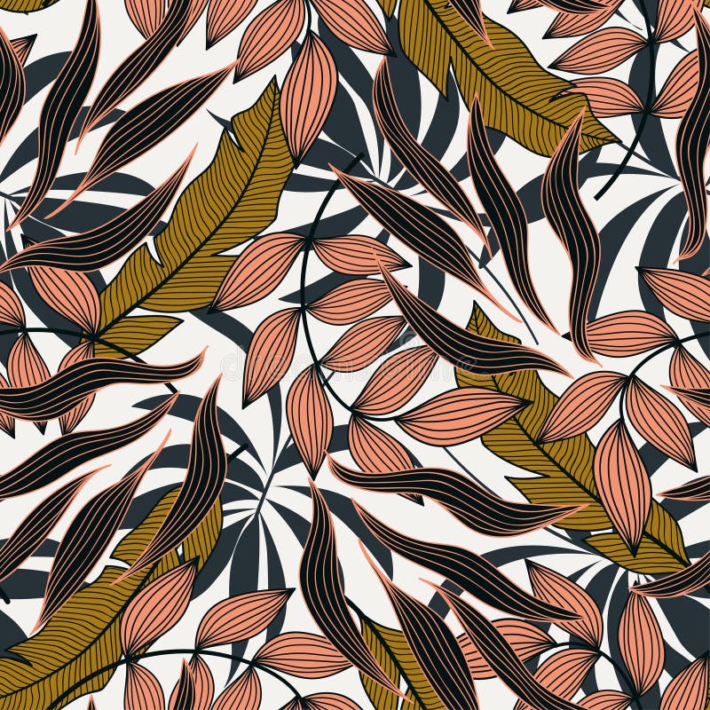 Jungle Leaf Seamless Vector Floral Pattern Background. Trendy Summer ...