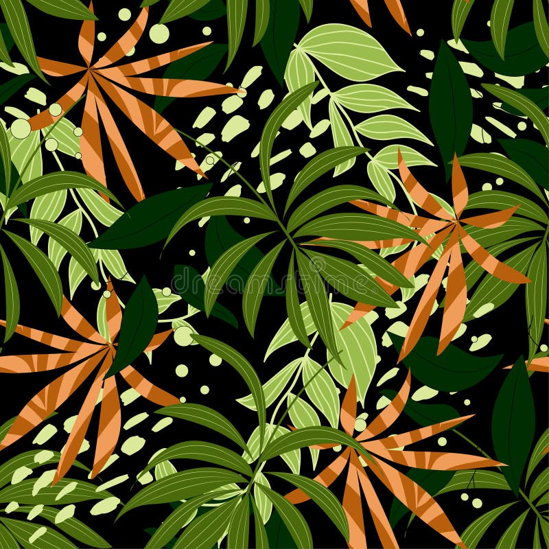 Abstract Colorful Hawaiian Seamless Pattern with Tropical Plants and ...