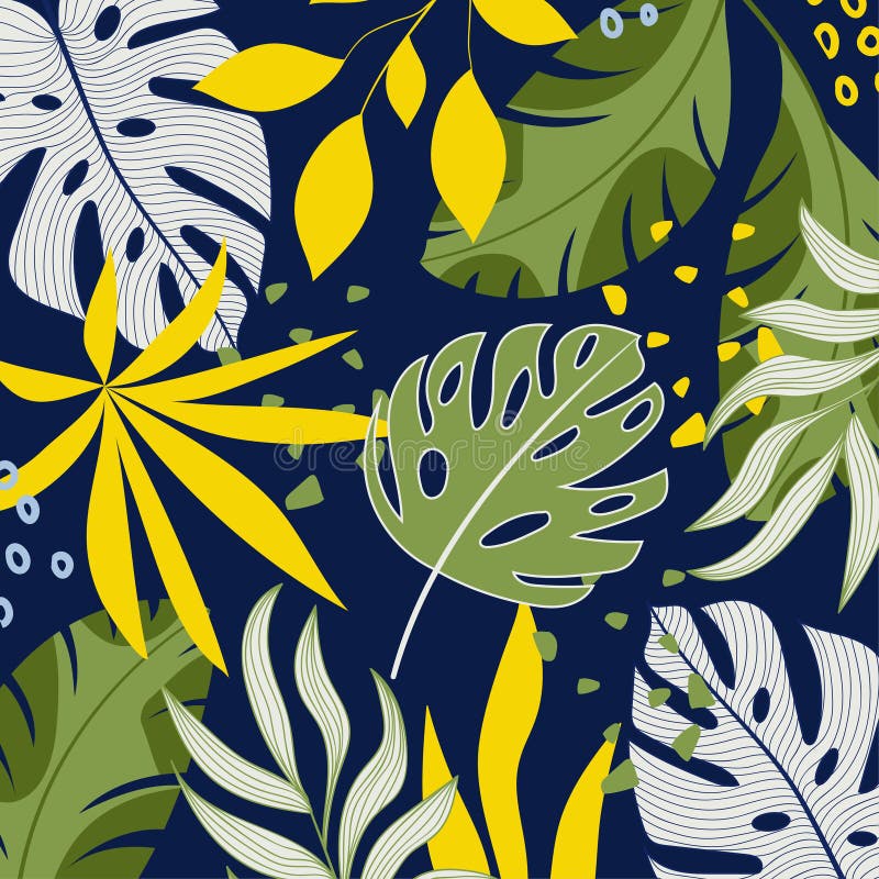 Abstract Colorful Hawaiian Seamless Pattern with Tropical Plants and ...
