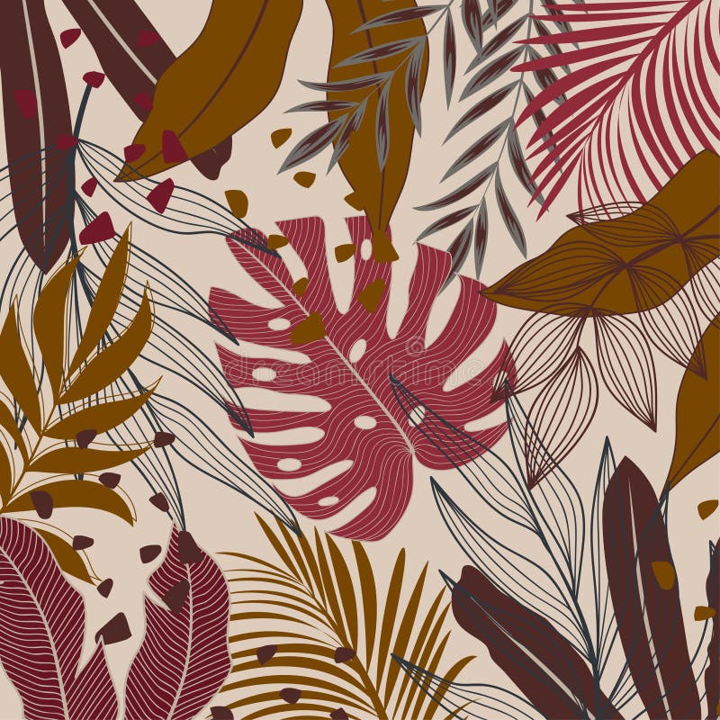 Abstract Colorful Hawaiian Seamless Pattern with Tropical Plants and ...