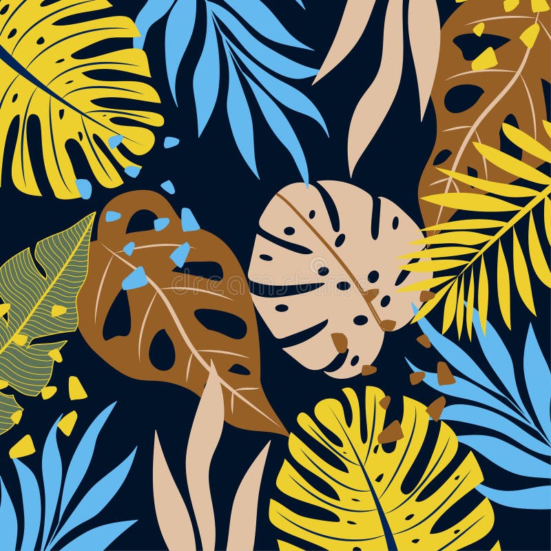 Abstract Colorful Hawaiian Seamless Pattern with Tropical Plants and ...