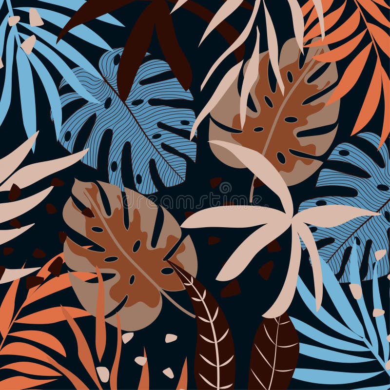 Abstract Colorful Hawaiian Seamless Pattern with Tropical Plants and ...